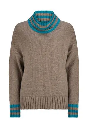 DREF Desire Sweater Dark Grey / Aqua - Brown