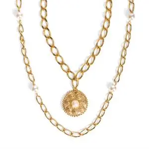 CARAMEL VINTAGE JEWELLERY Vera Double Necklace Set - Gold