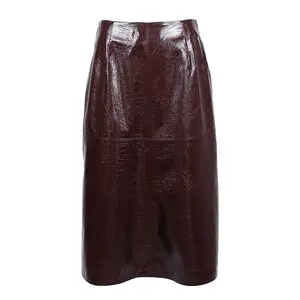 LALIPOP DESIGN Mid-length Vegan Patent Leather Skirt