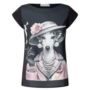 THE EXTREME COLLECTION Printed T-shirt With Petal Sleeves - Black