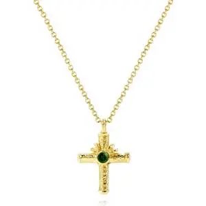 UNALOE Silver Gold Vermeil Celestial Cross Necklace With Sapphire - Silver/blue