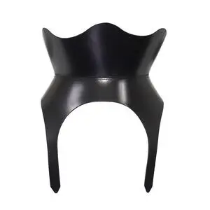 HAUTE CUIR Medusa Leather Corset Belt - Black