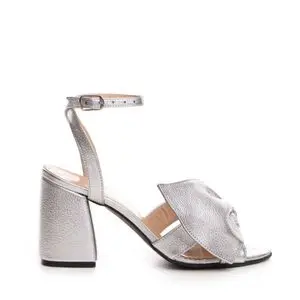 THE 5TH ELEMENT Paola Block-heel Sandals In Leather - Silver