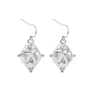 SEVEN SAINTS Sagittarius Vintage-style Dangle Earrings, White Rhodium Plated - Silver