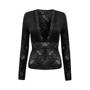 OW Lexi Long Sleeve Lace Blouse - Black