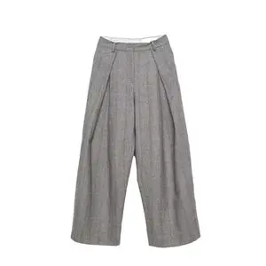 MUTE BY JL Hayes Herringbone Tweed Wide Leg Pants - Grey
