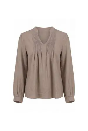 FRANCHETTI BOND Lola Timeless Taupe Linen Mix Shirt - Brown
