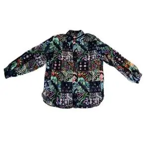 INTROVERTIE VIENNA June Silk Linen Blouse Azulejo