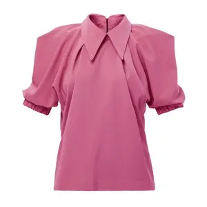 JULIA ALLERT Designer Puff Sleeve Blouse – Pink - Red