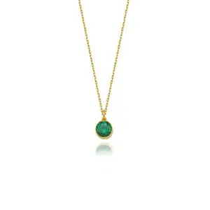 LINYA JEWELLERY Cosmic Chain Zodiac Necklace Birthstone - Green