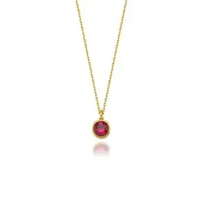 LINYA JEWELLERY Cosmic Chain Zodiac Necklace Birthstone - Orange