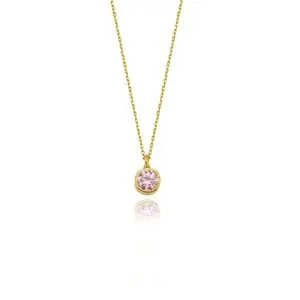 LINYA JEWELLERY Cosmic Chain Zodiac Necklace Birthstone - Pink