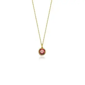 LINYA JEWELLERY Cosmic Chain Zodiac Necklace Birthstone - Red