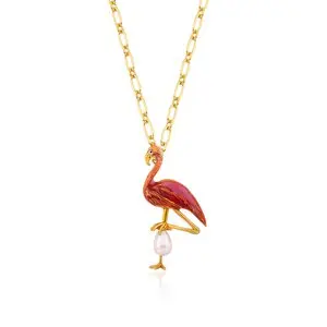 MILOU JEWELRY Flamingo Pendant Necklace With Pearl Accent
