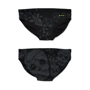 FISHIRT Swim Brief Mexican Skull Graphic Flamuertos - Black
