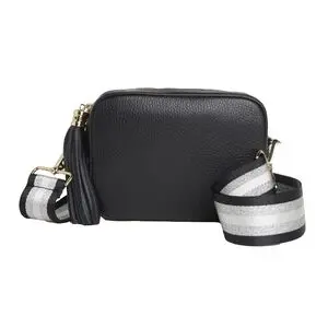 BETSY & FLOSS Verona Crossbody Tassel Bag With Sparkle Strap - Black