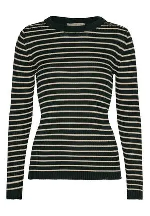 GROBUND Hanna Rib Knit Sweater With Stripes - Green