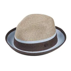DASMARCA HATS Neutrals Dasmarca Verona Sky Lightweight Summer Two Tone Straw Fedora Hat For And - Blue