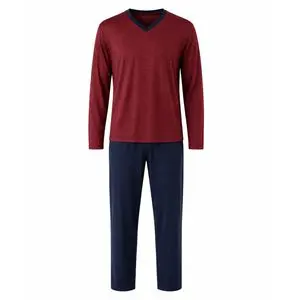 ZD ZERO DEFECTS Long Modal Pyjamas Crest Burgundy - Red