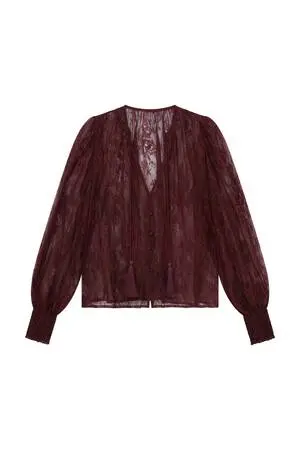 LITTLE LIES Rhiannon Burgundy Lace Smock Top - Red