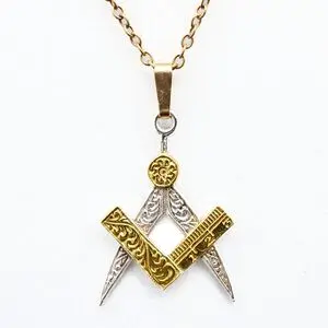 SIMON KEMP JEWELLERS Masonic Pendant Eighteen Carat On Solid Sterling Silver - Gold