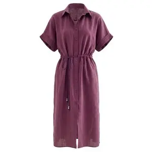 MONLICIA Solenne Cotton Midi Shirt Dress Plum