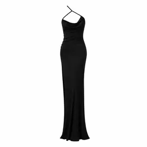 THE ETHOS STUDIO The Ethos Studio Anne Dress - Asymmetrical Cowl Neck Maxi Black
