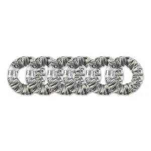 6FIFTYTWO® Pure Mulberry Mini Silk Scrunchies - Silver