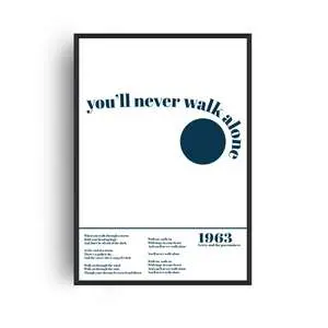 FANCLUB You'll Never Walk Alone Retro Music Football Art Print - Blue