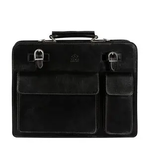 TIME RESISTANCE Leather Large Satchel Bag Briefcase The Prophet - Black