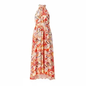 FRANCHETTI BOND Rosamunda Paisley Swirl Halterneck Dress
