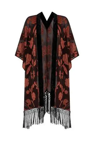 LITTLE LIES Venus Fringed Kimono - Black