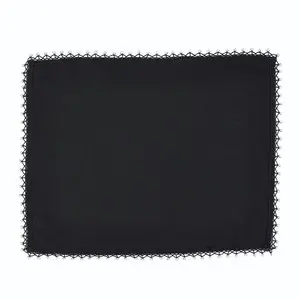 KM HOME COLLECTION Linen Placemats With Pearl Set Of 2 - Black