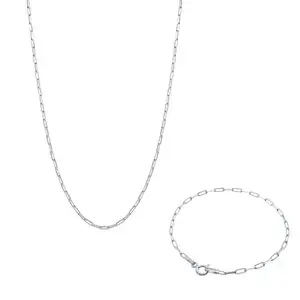 SPERO LONDON Rectangular Sterling Chain Bracelet & Necklace Set - Silver