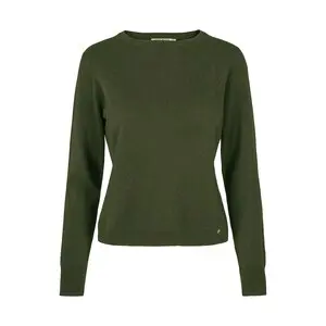 TIRILLM Sasha Basic Cashmere Pullover With Round Neck, Olive Green