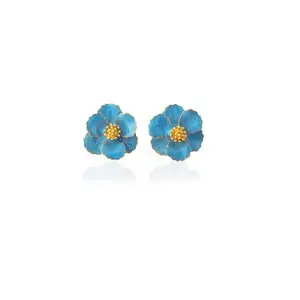 MILOU JEWELRY Light Petite Flower Earrings - Blue