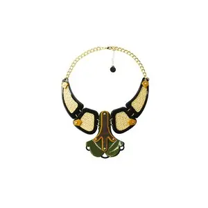GISSA BICALHO Statement Necklace In Acrylic And Straw
