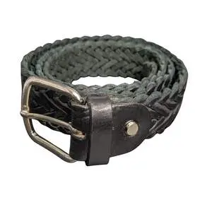 BERBER LEATHER Braided Leather Belt - Black