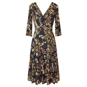 ALIE STREET LONDON Petite Golden Blossom Annie Dress - Gold/black