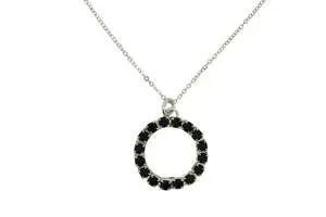 VICKISARGE The Hoop Necklace In Platinum Long - Black