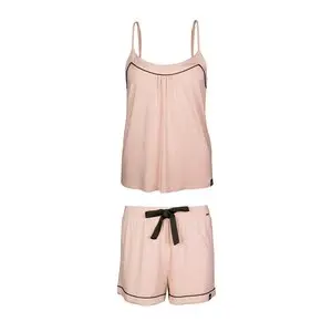 PRETTY YOU Bamboo Cami & Short Pyjama Set In Pink - Orange