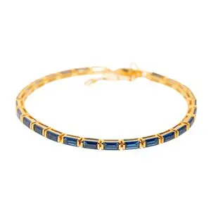 BELINDA JEWELZ Bianca Baguette Sapphire Tennis Bracelet - Blue