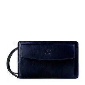 TIME RESISTANCE Navy Leather Clutch Purse Decameron - Blue
