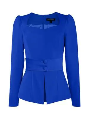 TIA DORRAINE Fitted Sweetheart Blouse, Azure - Blue