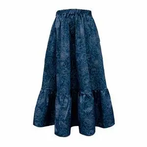 FROCK TALES Printed Cotton Midi Skirt - Blue/white