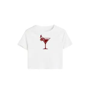 AURA & CO White / Red Martini Baby Tee
