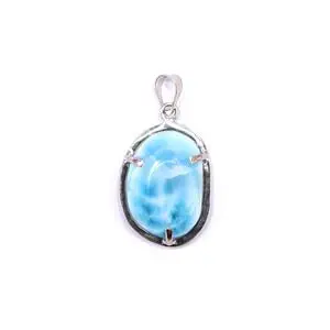 MINERALGEMS ✩ STUDIO Larimar Pendant With Sterling Silver Chain - Blue