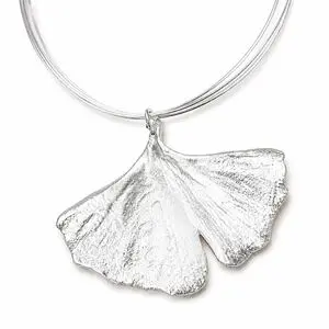 MOTHER NATURE JEWELRY Ginkgo Biloba Leaf Necklace, Handmade Pendant Statet Jewelry, Sterling - Silver