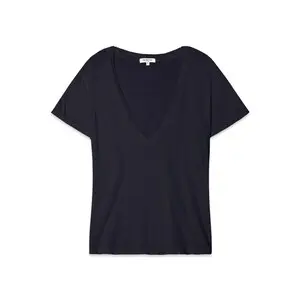 NOEND Supima Cotton Deep V Neck Tee In Vintage - Black