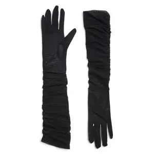HIGH HEEL JUNGLE BY KATHRYN EISMAN Ariana Ruched Opera Gloves - Black